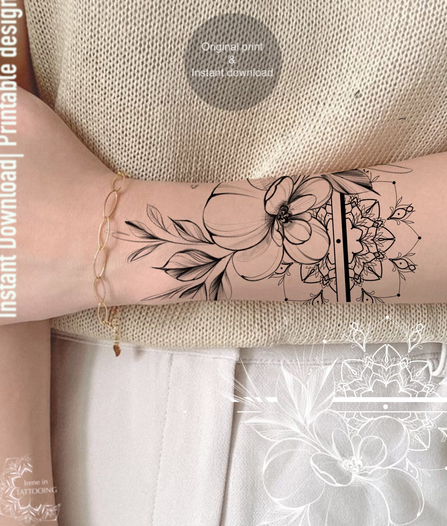 Muster Mandala Armband Tattoo Vorlage herunterladen: Kreative Designs ...