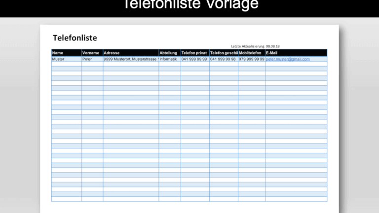 Fabelhafte Kostenlos Telefonliste Vorlage Zum Ausdrucken Fotos