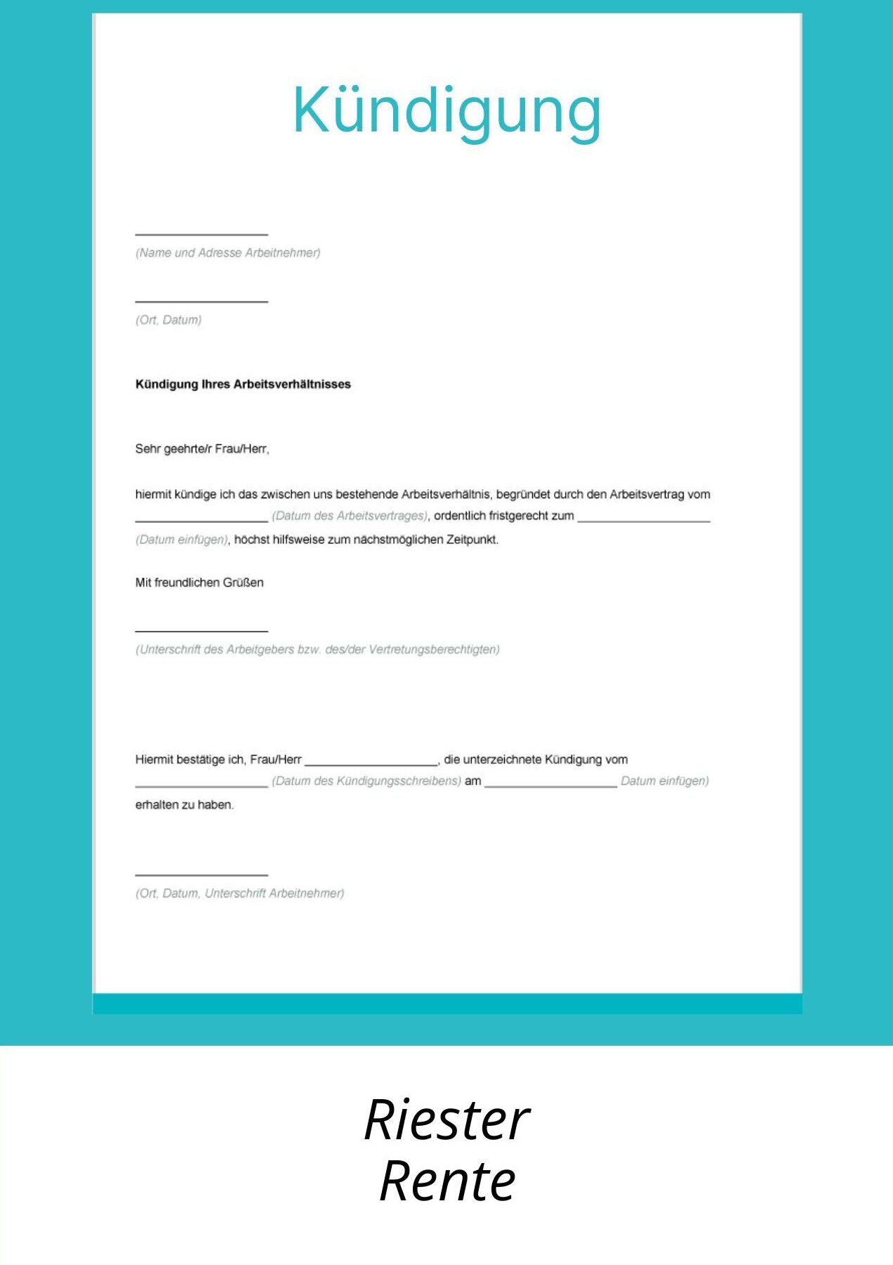 Vorlage Riester Rente Kã¼ndigen