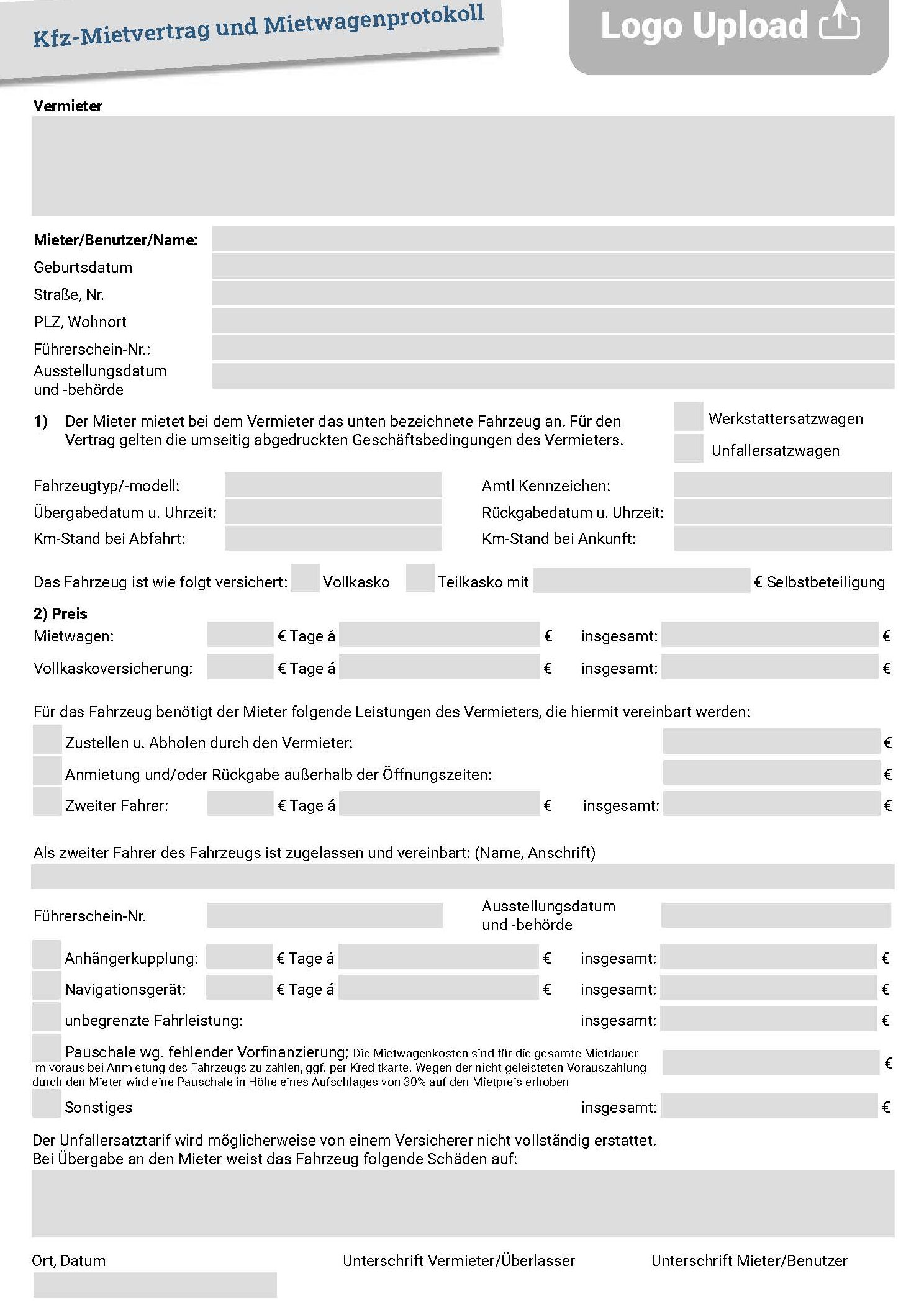 KFZ-Mietvertrag Vorlage PDF: Kostenlos herunterladen und rechtssicher ...