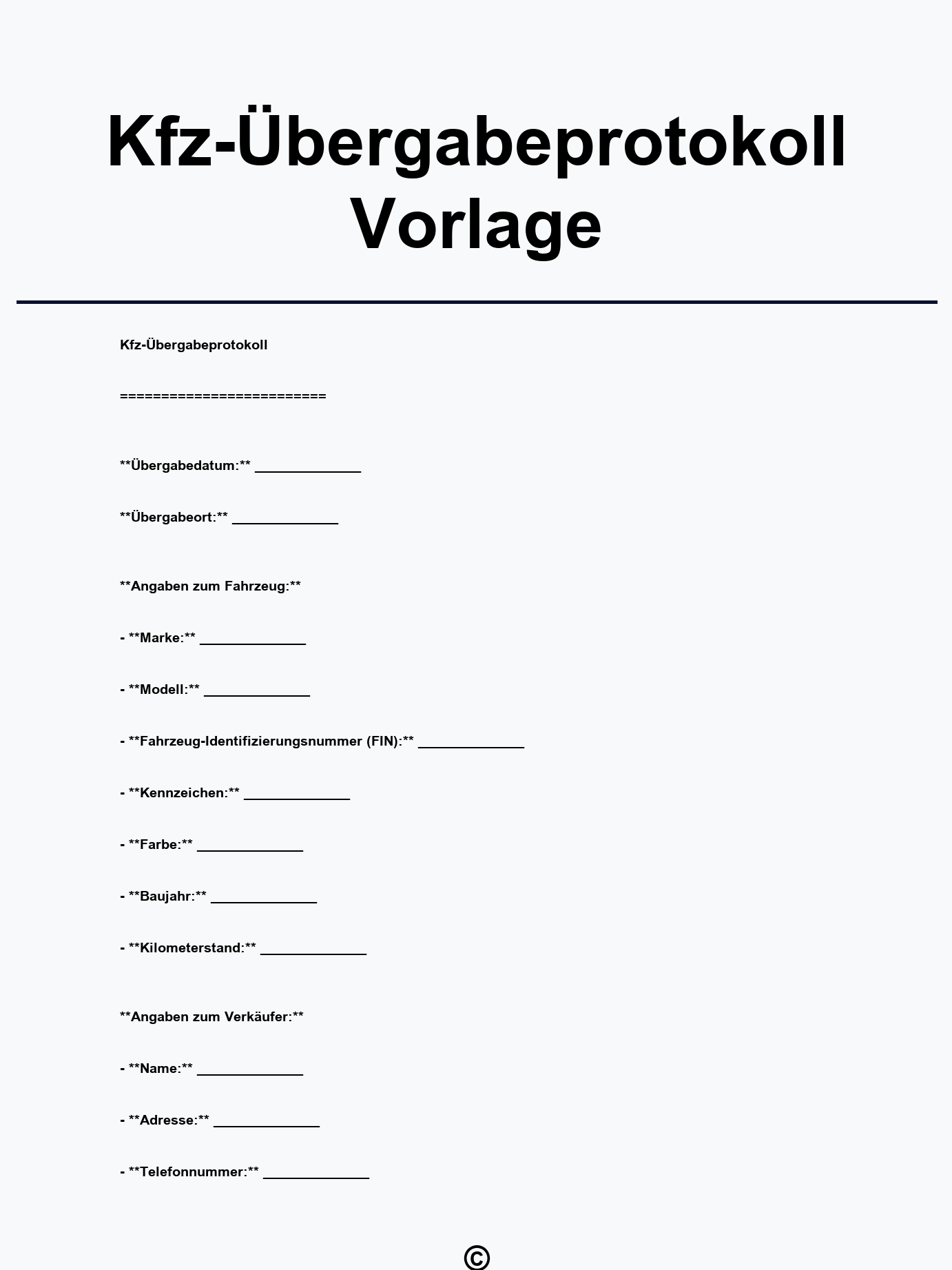 Kfzbergabeprotokoll Vorlage Word
