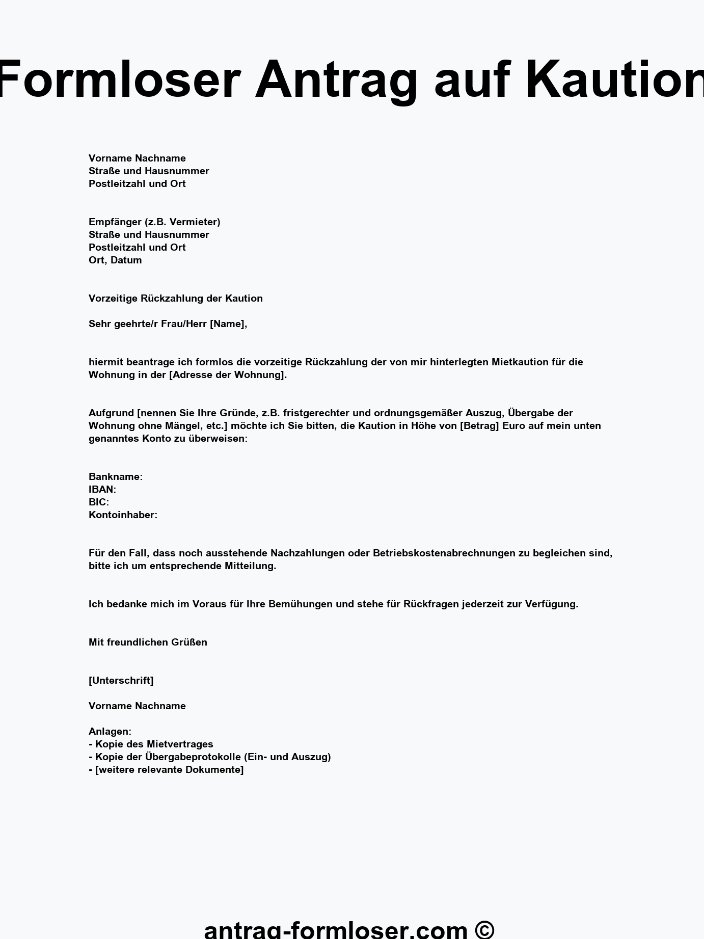 Antrag auf Kaution Jobcenter herunterladen: Muster und Vorlage als PDF