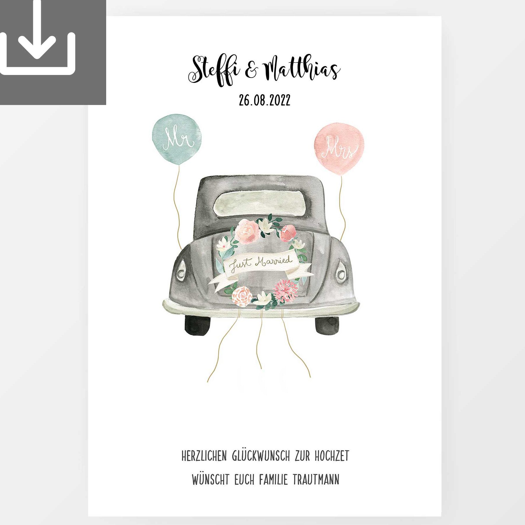 Just Married Auto Vorlage Zum Ausdrucken